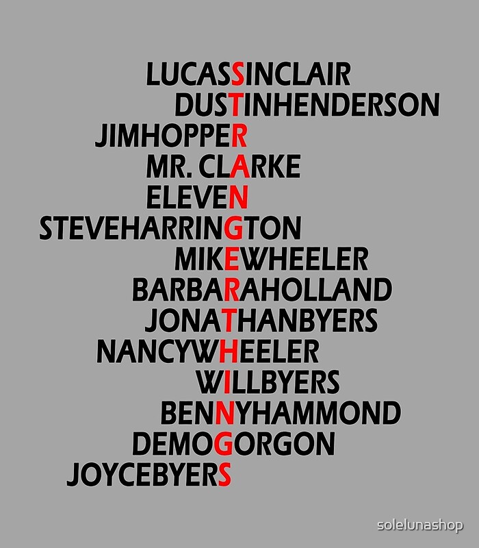 "Names of Stranger Things" by solelunashop | Redbubble