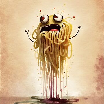 "Cute Scared Flying Spaghetti Monster Watercolor Fun " Sticker for Sale ...