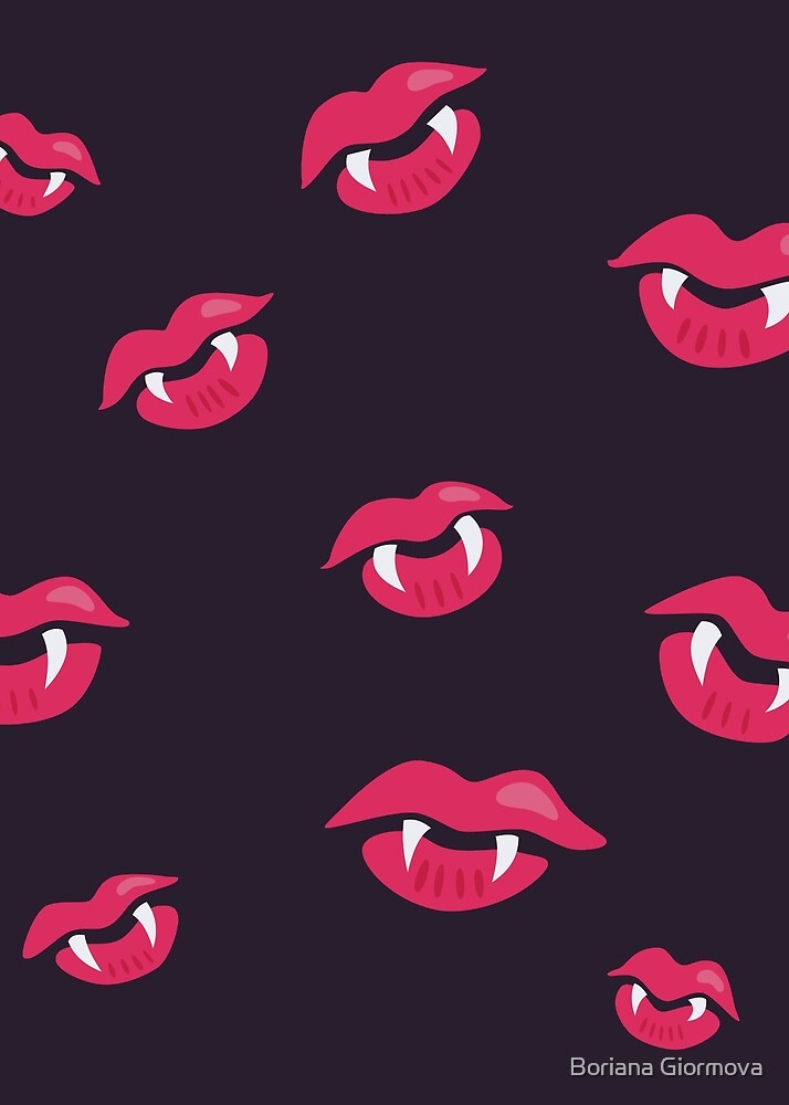 "Vampire Lips With Fangs Pattern" by Boriana Giormova | Redbubble