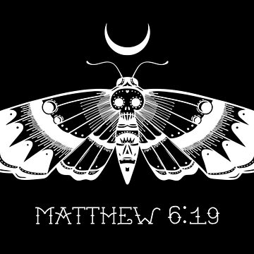 "Moth Traditional Tattoo Bible Verse Matthew 6:19" Sticker for Sale by ...