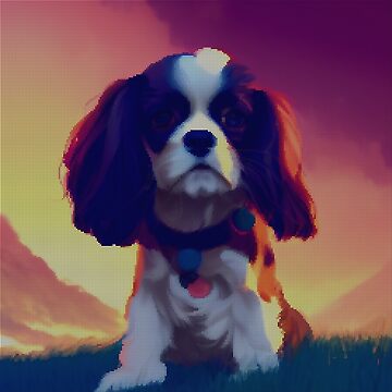 "Colorful Abstract Cavalier King Charles Spaniel 8-bit Pixel Art ...