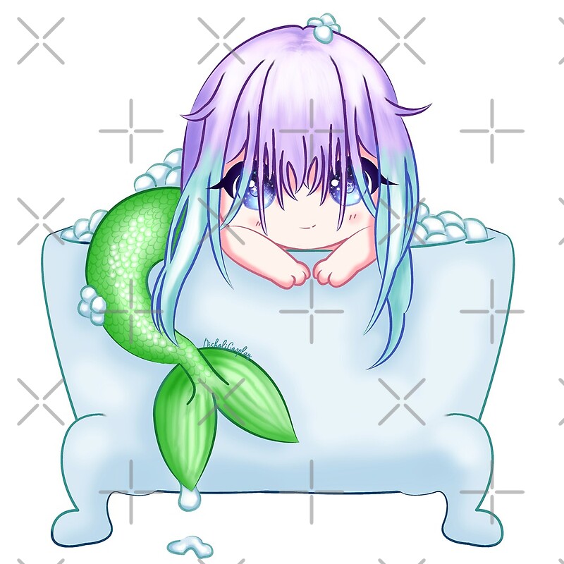 "Mermaid Bath Time Chibi" by NicholiCosplay | Redbubble