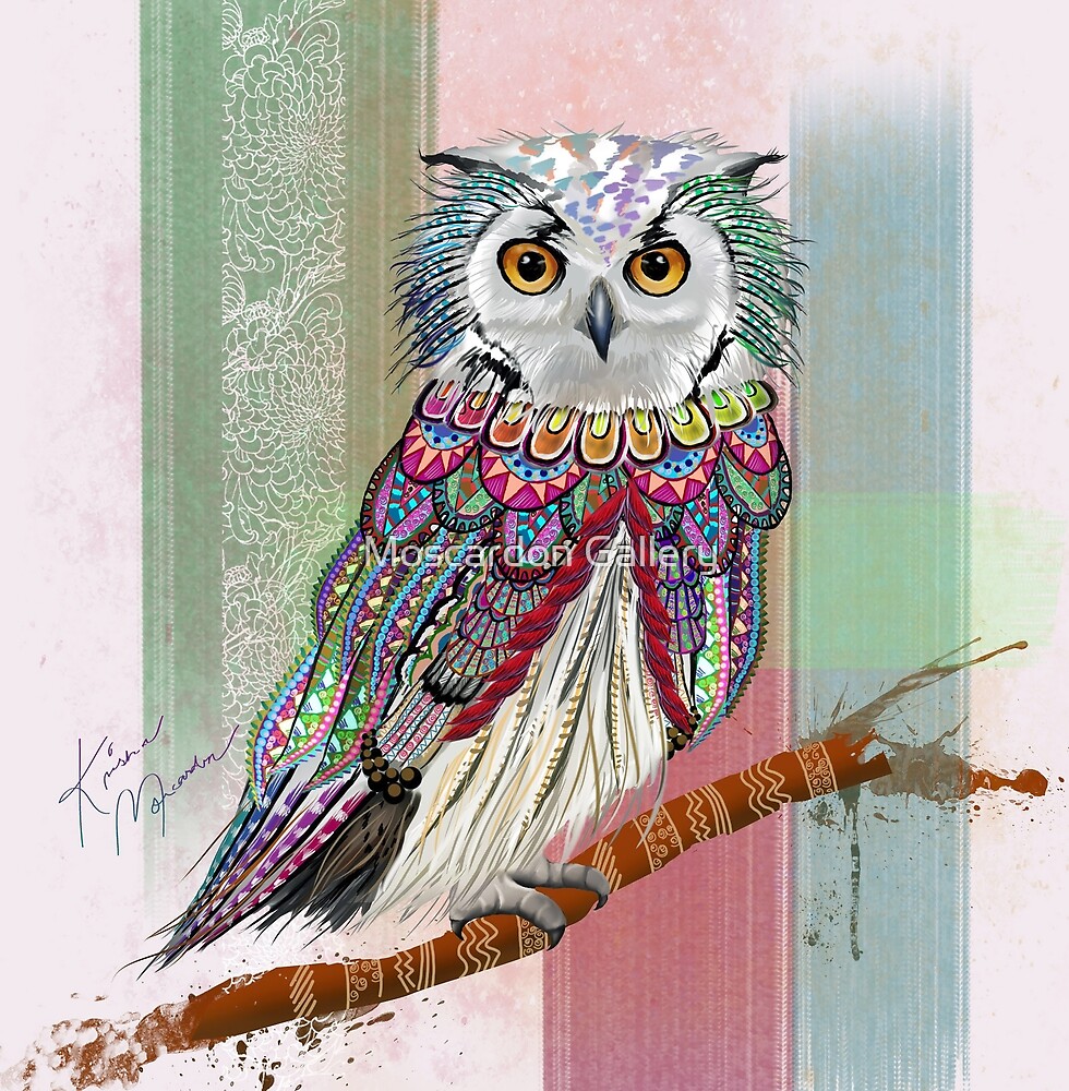 "Boho Owl Art Print" by Moscardon Gallery | Redbubble