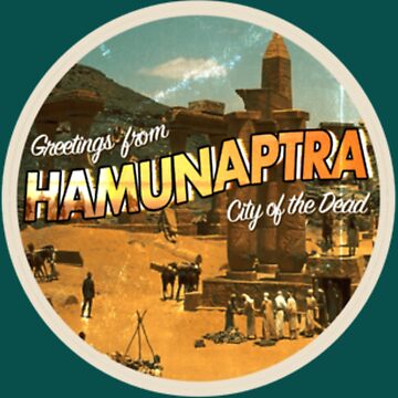 "Hamunaptra [Greetings from] " Sticker for Sale by CanvasAndCre | Redbubble