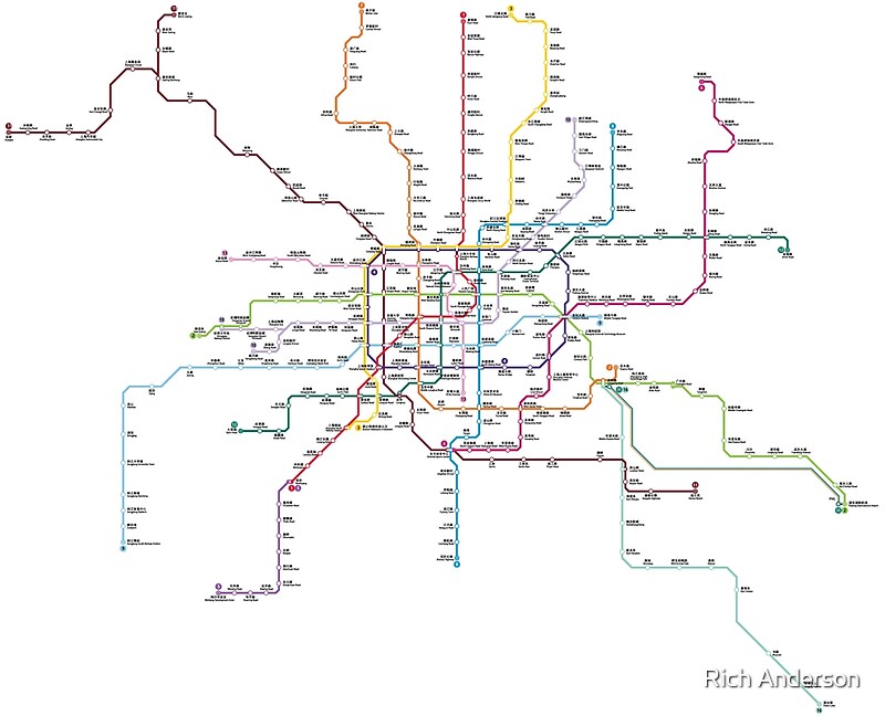 "Shanghai Metro Rail Map" by Rich Anderson | Redbubble