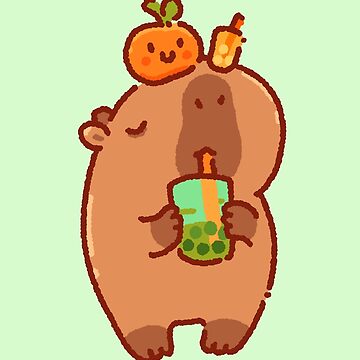 "Capybara drinking boba, funny capybara illustration, cute cartoon ...