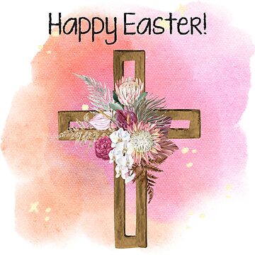 "Happy Easter Wood Cross" Poster for Sale by StewardshipDigs | Redbubble
