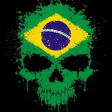 "Chaotic Brazilian Flag Splatter Skull" Greeting Card for Sale by jeff ...
