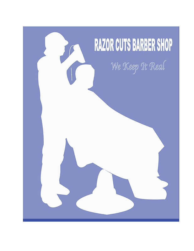 "Razor Cuts Barber Shop Logo" by Kory Richardson | Redbubble