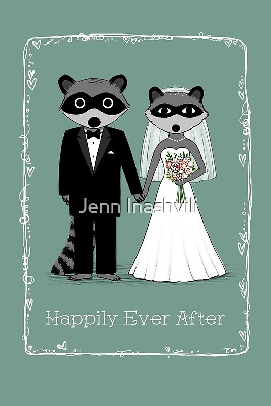 "Raccoons Wedding" by Jenn Inashvili | Redbubble