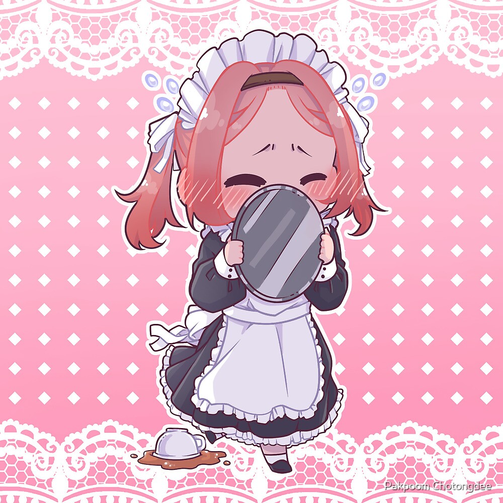 "Anime, Pink twintail hair, Maid Sticker, - The Maid Collection" by ...