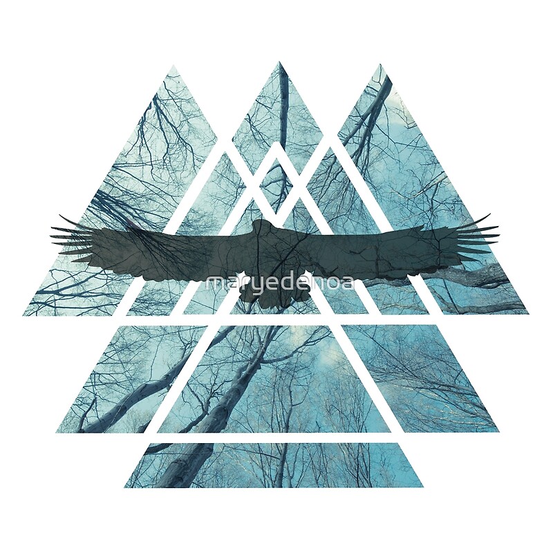 "Sacred Geometry Triangles - Misty Forest Eagle" by maryedenoa | Redbubble