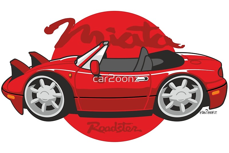 "Mazda Miata cartoon red" by car2oonz | Redbubble