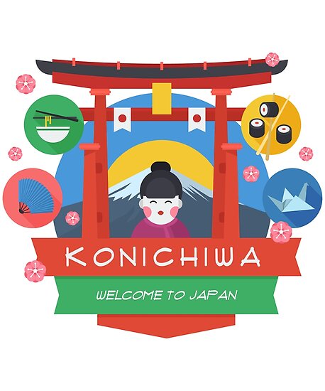 "Konichiwa Welcome To Japan Cute" Poster by TotalityDesigns | Redbubble