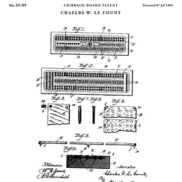 "Cribbage Patent Drawing Blueprint" Greeting Card for Sale by Vintago ...