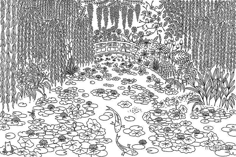 "Garden of Monet - Line Art" by m-lapino | Redbubble