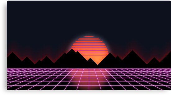 "80s Retro Grid & Rising Sun - "Event Horizon"" Canvas Print by ...
