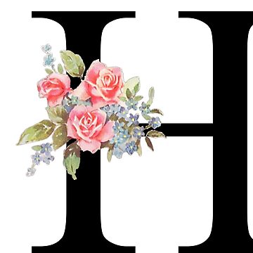 "Letter H Botanical Monogram Floral Pink Rose Flowers H Initial ...