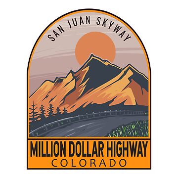 "Million Dollar Highway Colorado Retro Travel Emblem" Sticker for Sale ...