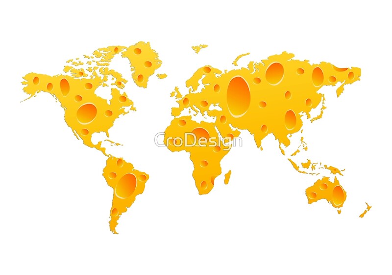 "Cheese World Map " Framed Prints by CroDesign | Redbubble