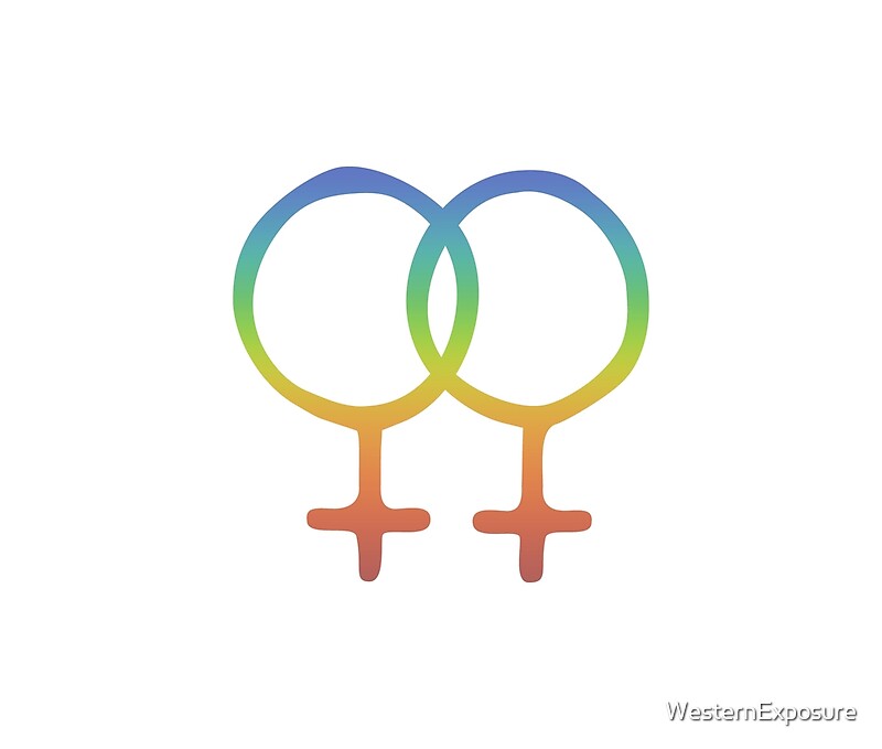 "Love is Love - double venus symbol in rainbow colors on white ...