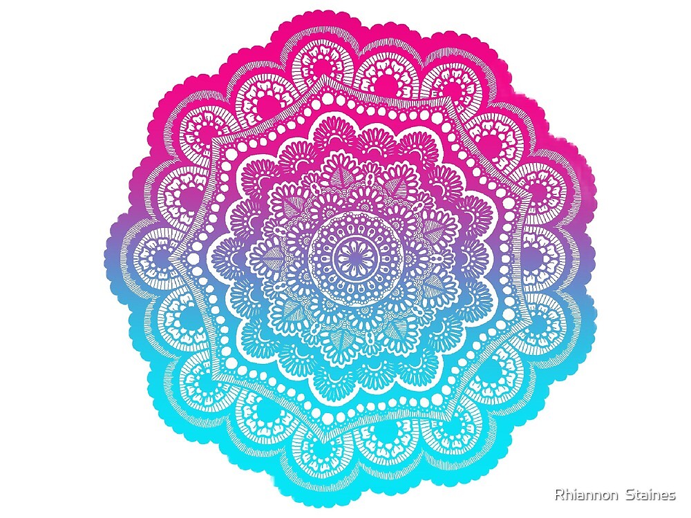 "Simple Mandala 3 faded pink blue" by Rhiannon Staines | Redbubble