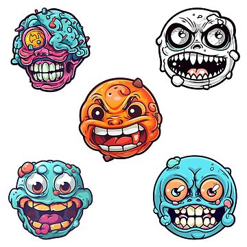 "Cartoon Crazy Face Ball, Wacky Madballs, Funny Balls" Sticker for Sale ...