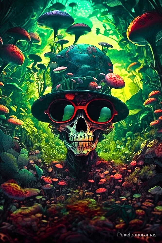 "Special Whimsical Psychedelic Skull Madhatter Skeleton Art Graphic ...