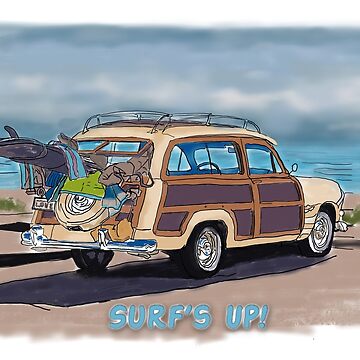"Surfs Up! A Classic Car, Perfect for Surfing" Sticker for Sale by ...
