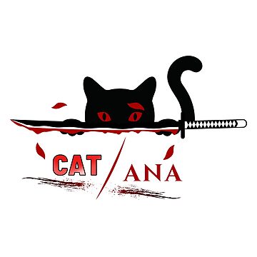 "Catana with cat" Sticker for Sale by Miav-9 | Redbubble