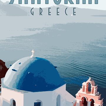 "Santorini greece sticker, vintage Santorini, greek islands" Sticker ...