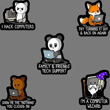 "Cute Tech Support Computer IT Guy Sticker Pack" Sticker for Sale by ...