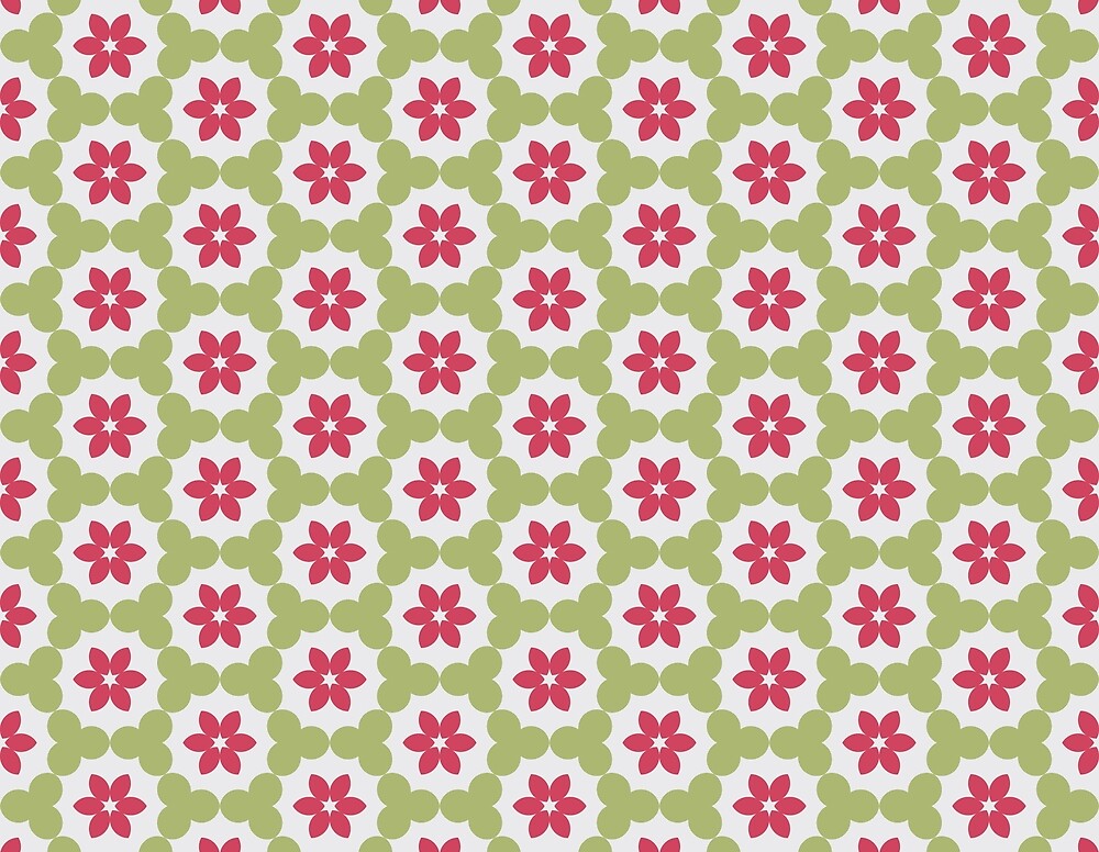 "Red Flowers Pattern" by AnniT74 | Redbubble