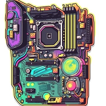 "PC Gamer RGB Motherboard sticker gift for geek friend" Sticker for ...