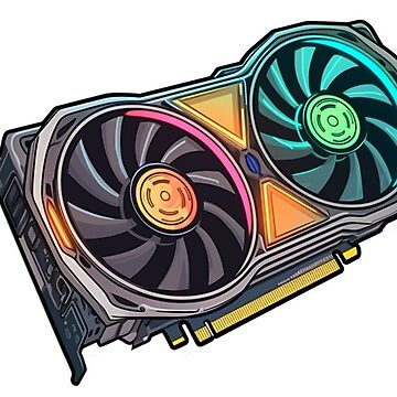 "Sticker of pc gaming Graphics card GPU with rgb cartoon style" Sticker ...