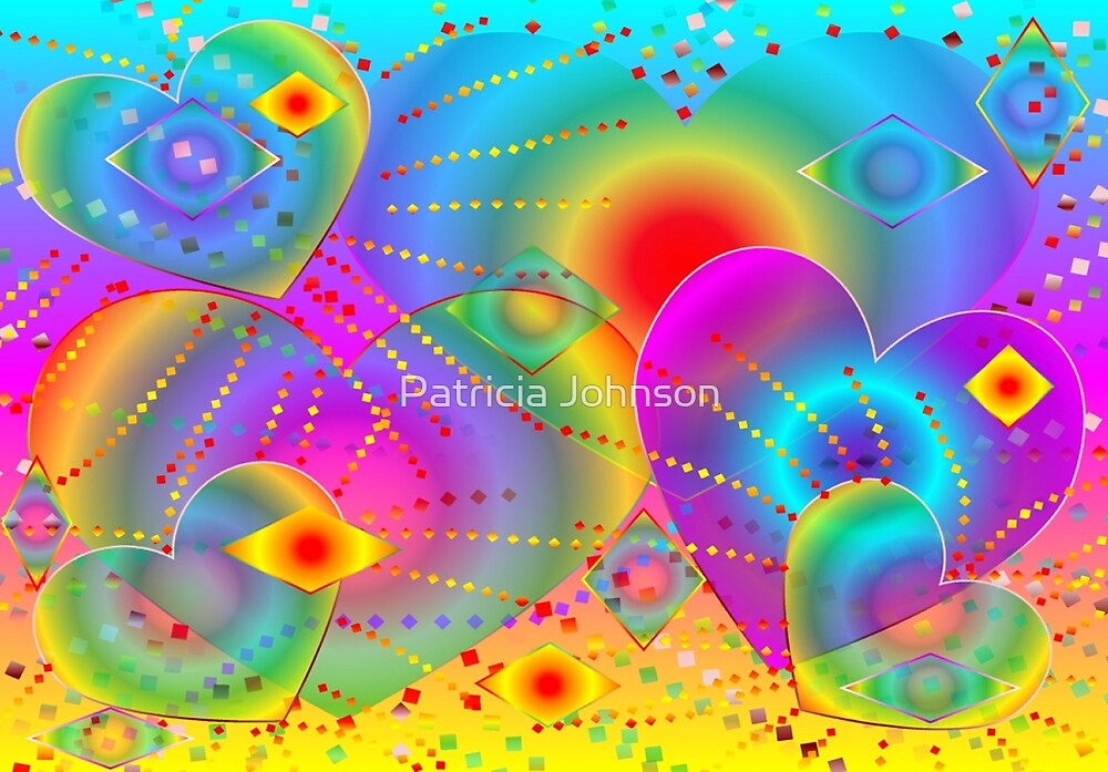 "Abstract Rainbow Color Hearts Greeting Card" by Patricia Johnson ...