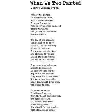 "When We Two Parted - Poem by George Gordon Byron - Literary Print ...