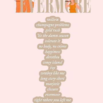 "Taylor Swift evermore track list eras tour art " Sticker for Sale by ...