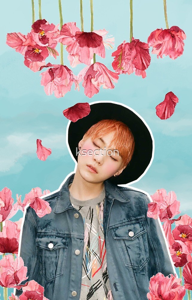 "Suga BTS Pastel Flowers" by ksection | Redbubble