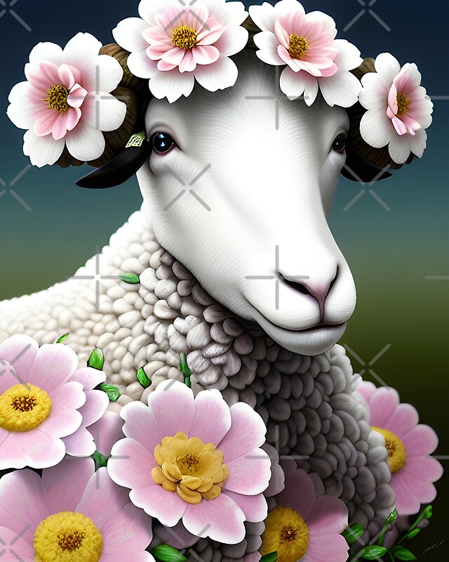 "Cutes Flower Sheep" by Axjo Art | Redbubble