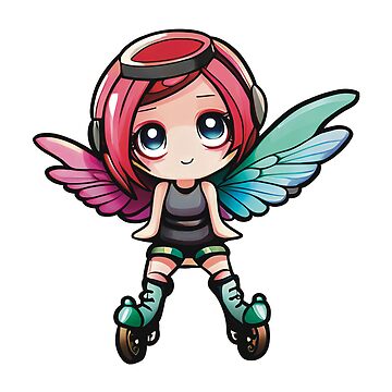 "cute chibi fairy roller derby girl with red hair #40" Sticker for Sale ...