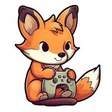 "Cute fox playing video game." Sticker for Sale by Pandacraftshop ...
