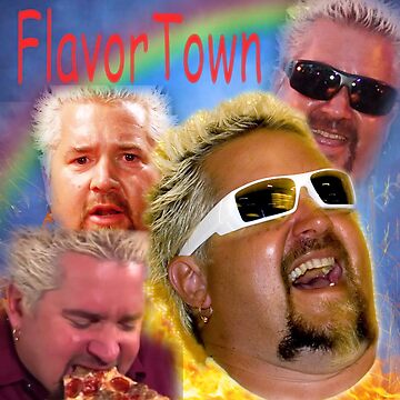 "Flavor Town - Guy Fieri" Sticker for Sale by FroggyGod | Redbubble