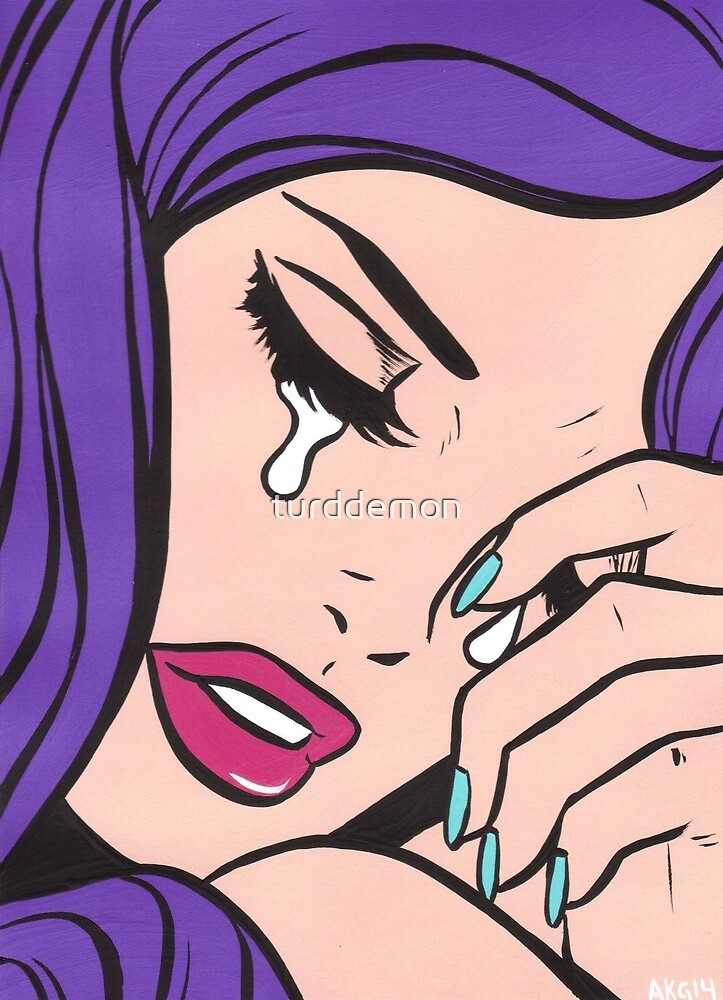 Purple Hair Crying Comic Girl By Turddemon Redbubble