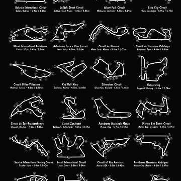"F-1 Race Tracks Vertical (White Stencil - No Background)" Poster for ...