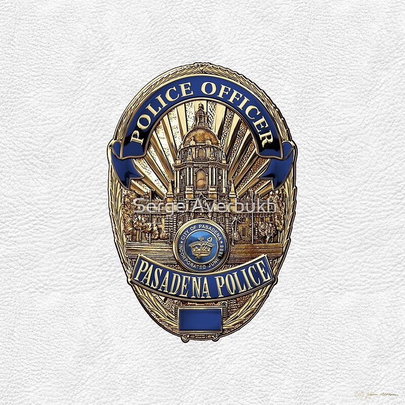 "Pasadena Police Department - PPD Officer Badge over White Leather" by ...
