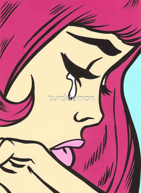 "Pink Crying Comic Girl" by turddemon | Redbubble