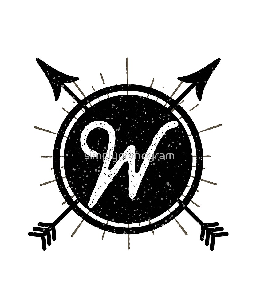 "Monogram W Vintage Arrow Circle" by simplymonogram | Redbubble