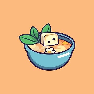 "Cute Miso Soup Tofu Design for Japanese Cuisine Lovers" Sticker for ...