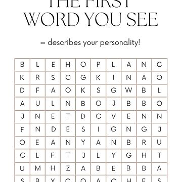 "the first word you see = describes your personality! Word search ...
